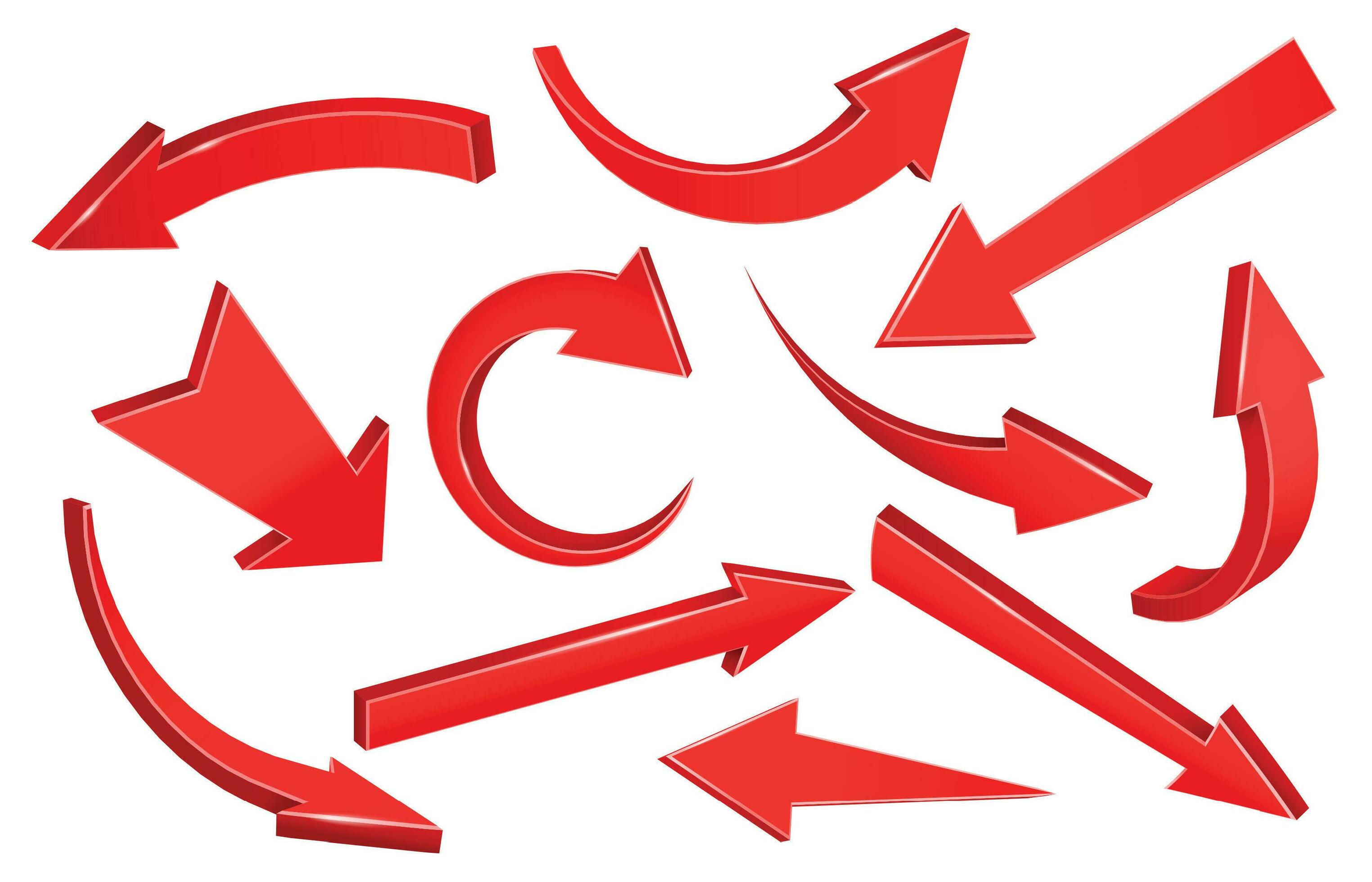 Realistic 3d Arrows Curved Upward Pointing Arrow Down Pointer Shape