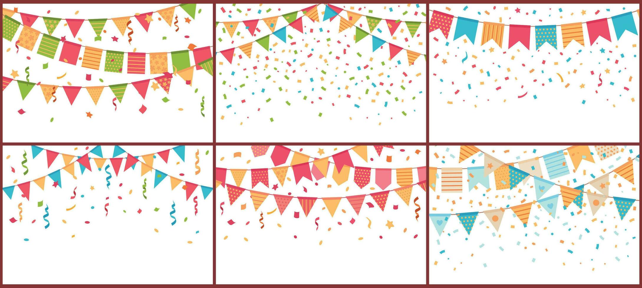 Birthday Party Bunting And Confetti Color Paper Streamers Confettis Explosion And Buntings