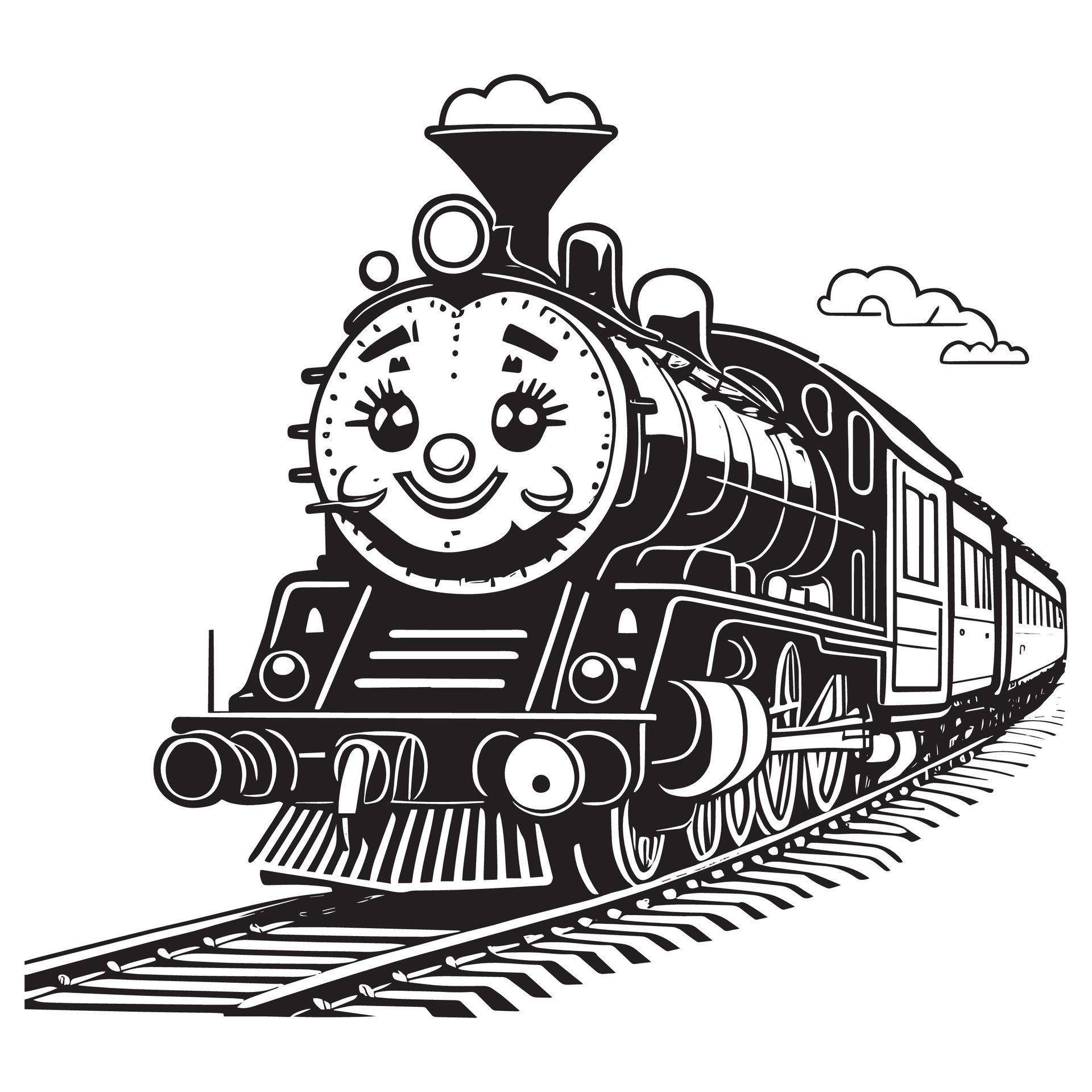 Steam Train Clip Art Black And White