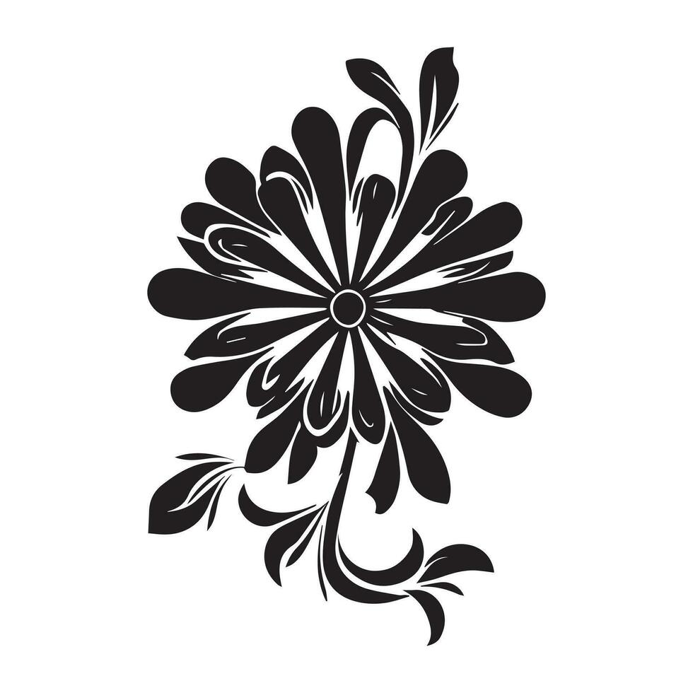 Floral Flower Icon Vector Illustration Black Color 24790358 Vector Art ...