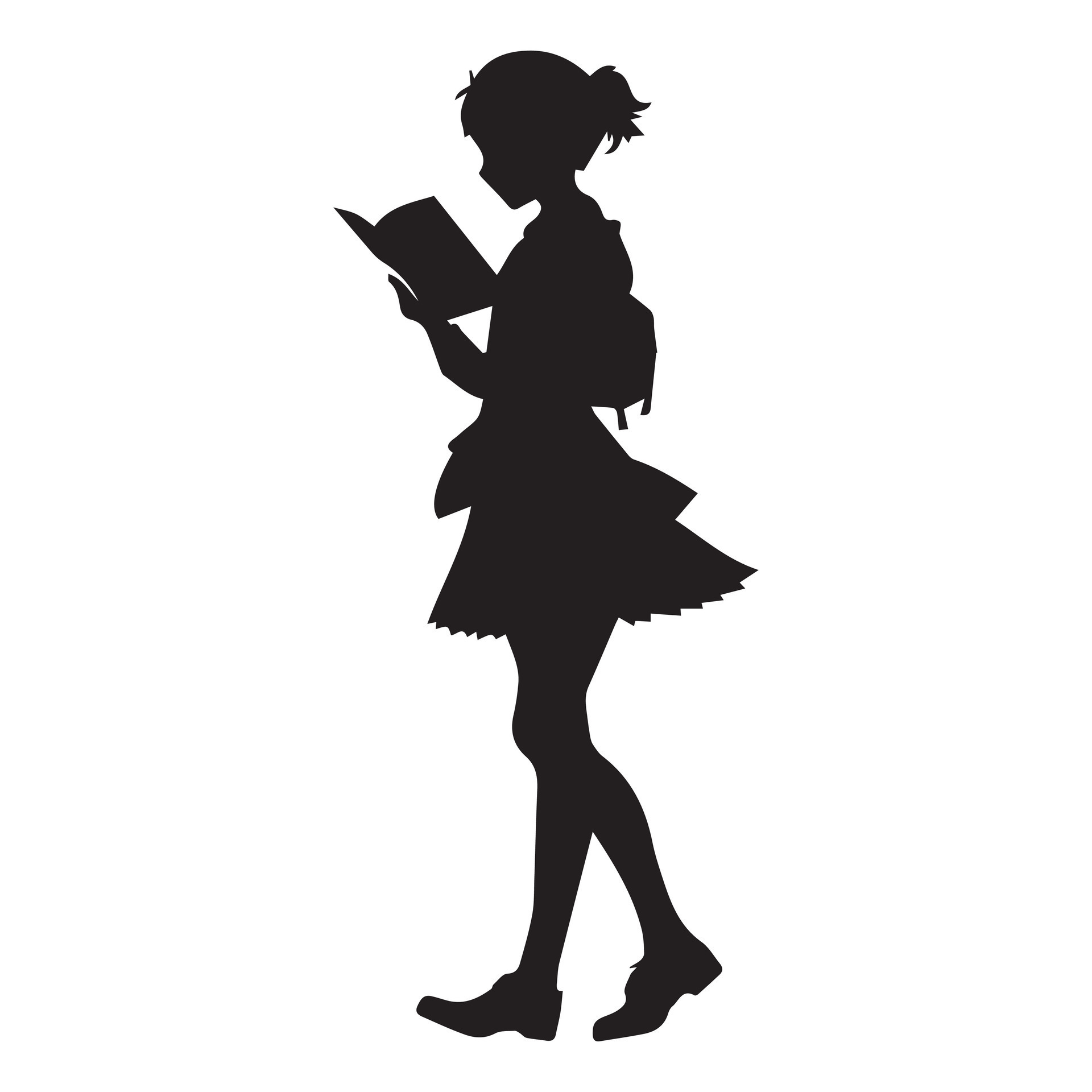 A Girl Reading Book Vector Silhouette Illustration 24790482 Vector Art