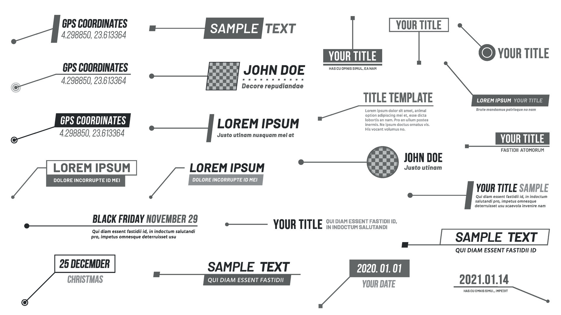 Callouts titles banner. Digital information labels, callout bar label and minimal lower third ...