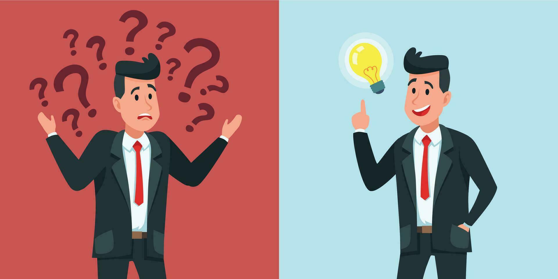 Businessman find idea. Confused business worker wonders and finds ... Businessman find idea. Confused business worker wonders and finds ...