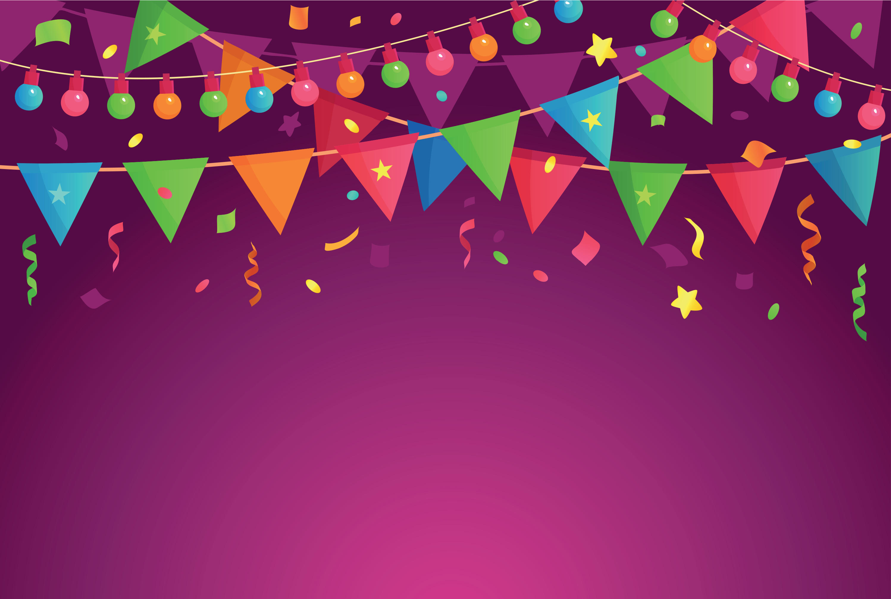 Cartoon Decoration Party Celebrate Birthday Flags With Confetti