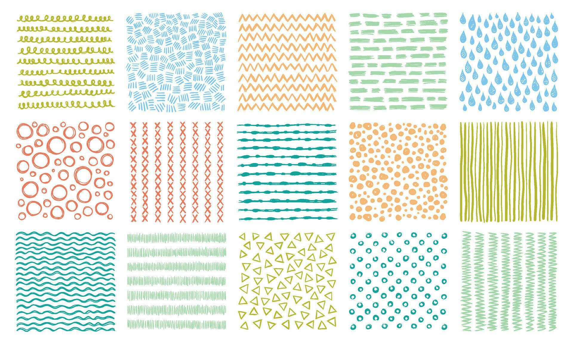 Hand drawn textures. Scribble pattern, curved lines patterns and lined ...