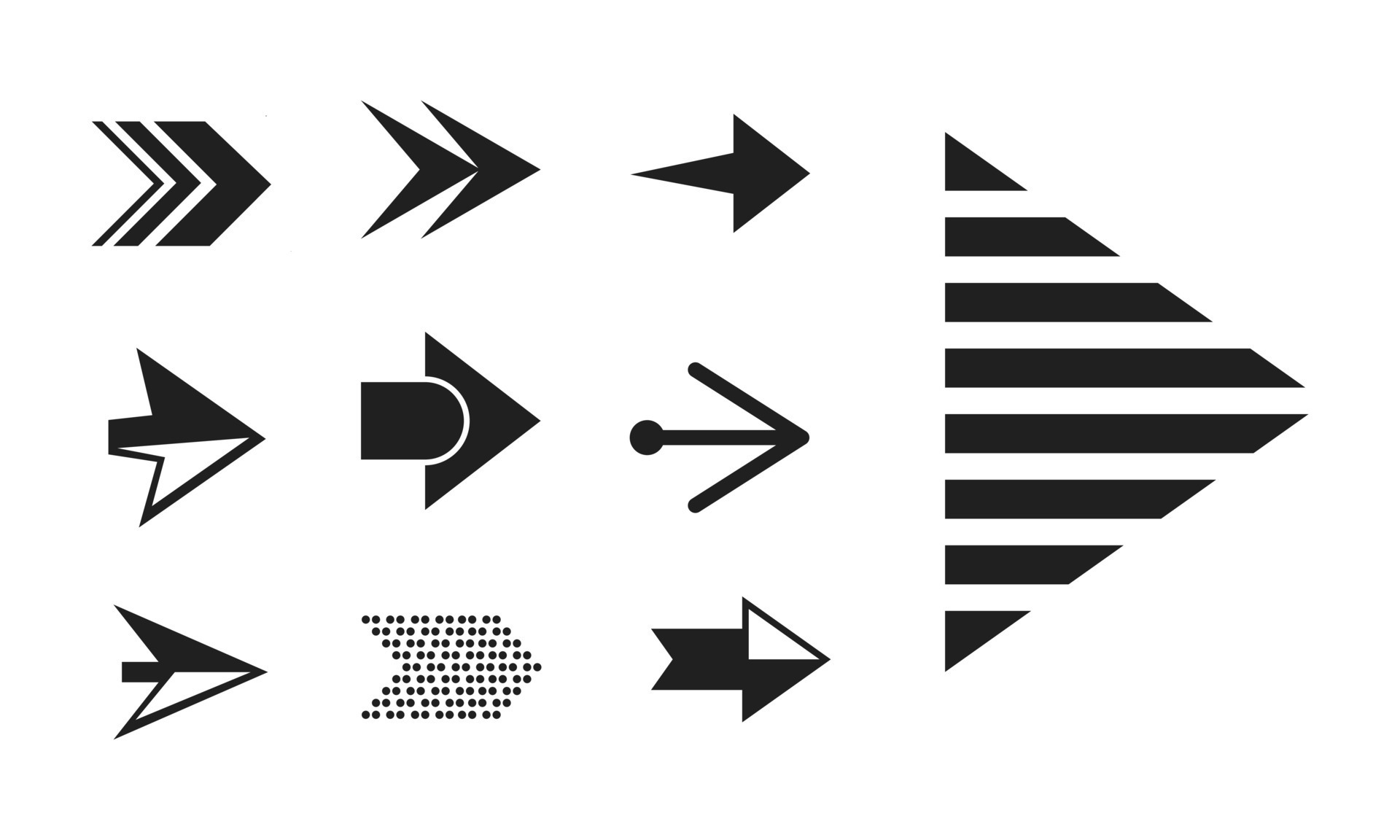 set different arrows mark. Collections arrows pointers. Flat style ...