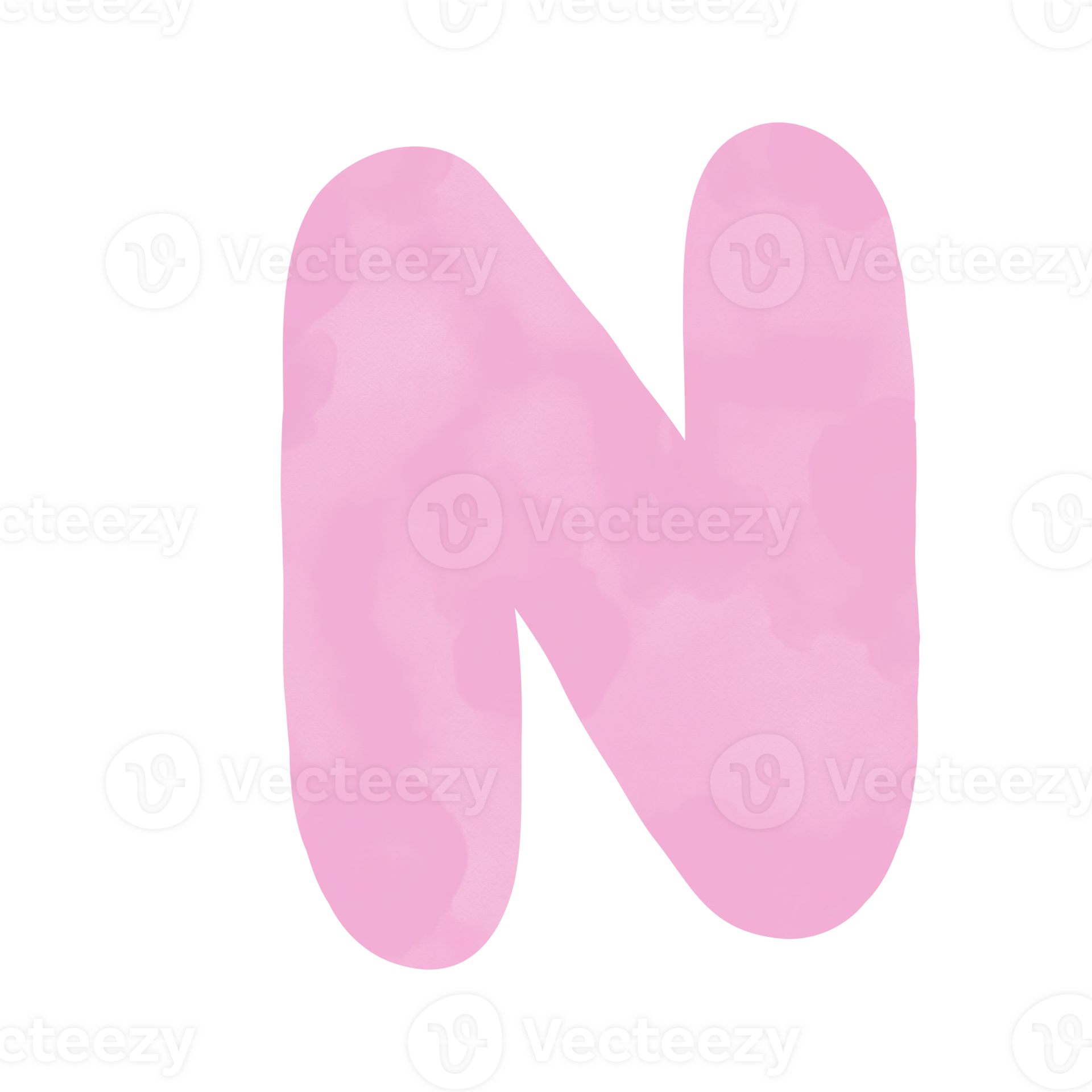 Letter N pink watercolor pattern, Hand drawn. 24796616 PNG