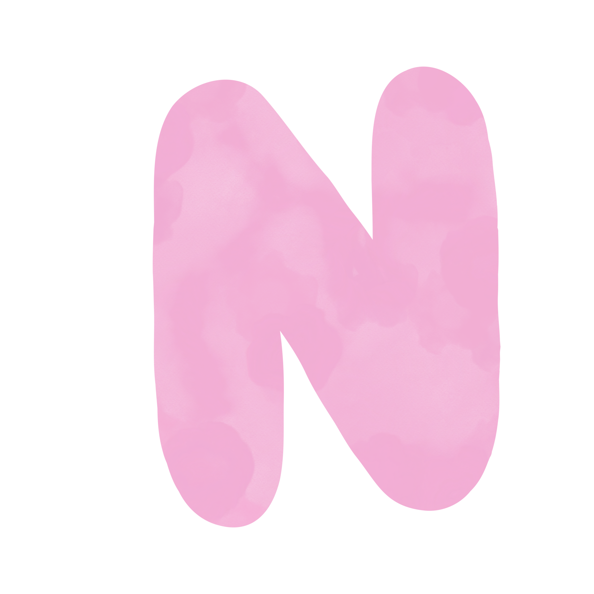 Letter N pink watercolor pattern, Hand drawn. 24796616 PNG