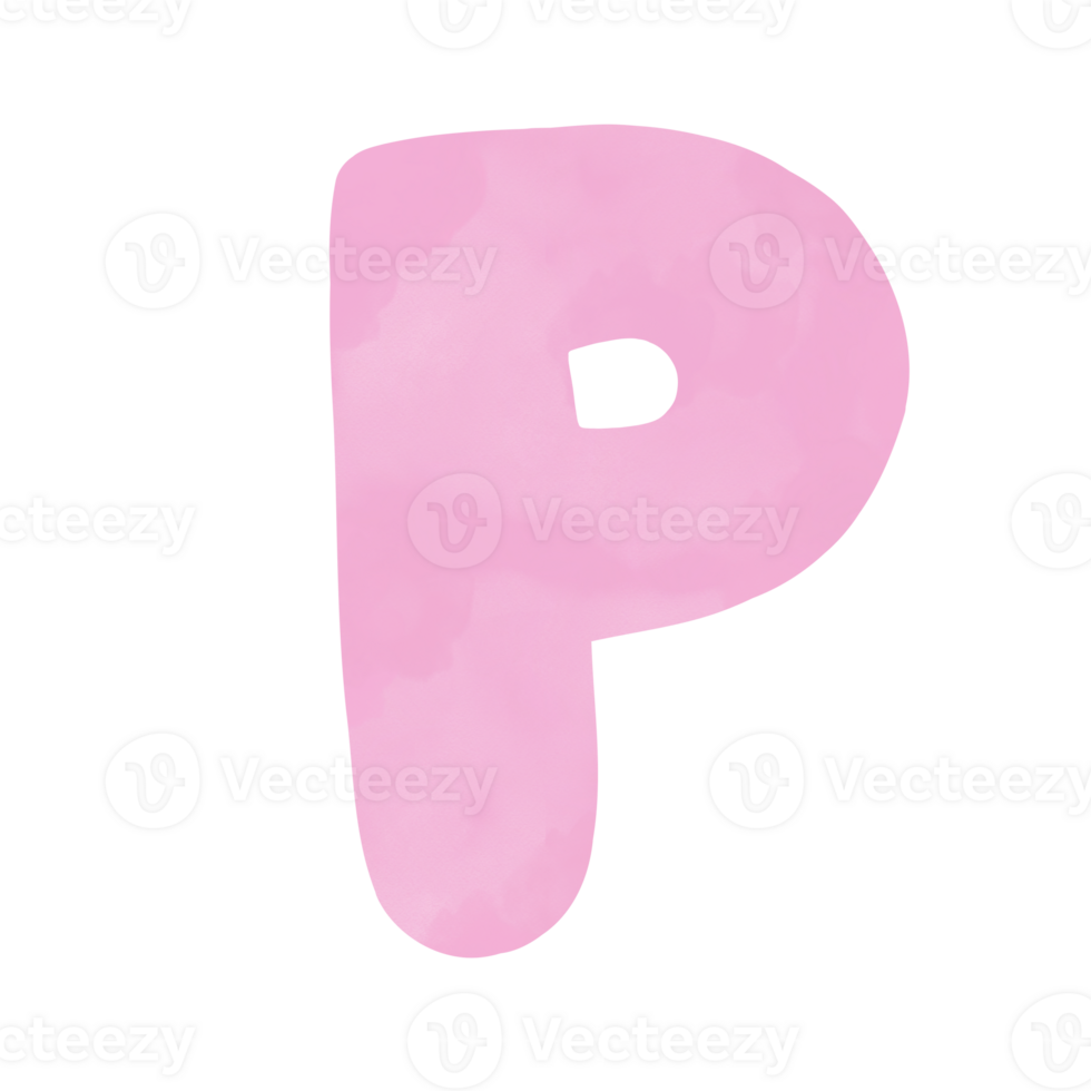 Letter P pink watercolor pattern, Hand drawn. 24796631 PNG
