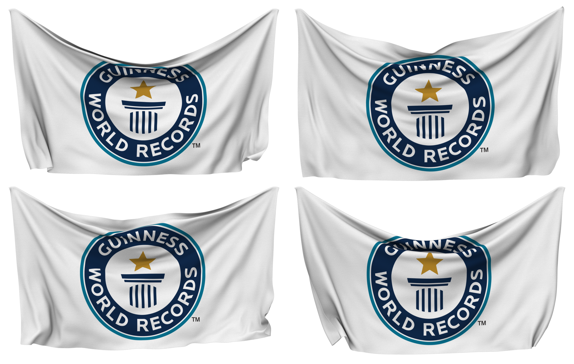Guinness World Records Pinned Flag from Corners, Isolated with ...