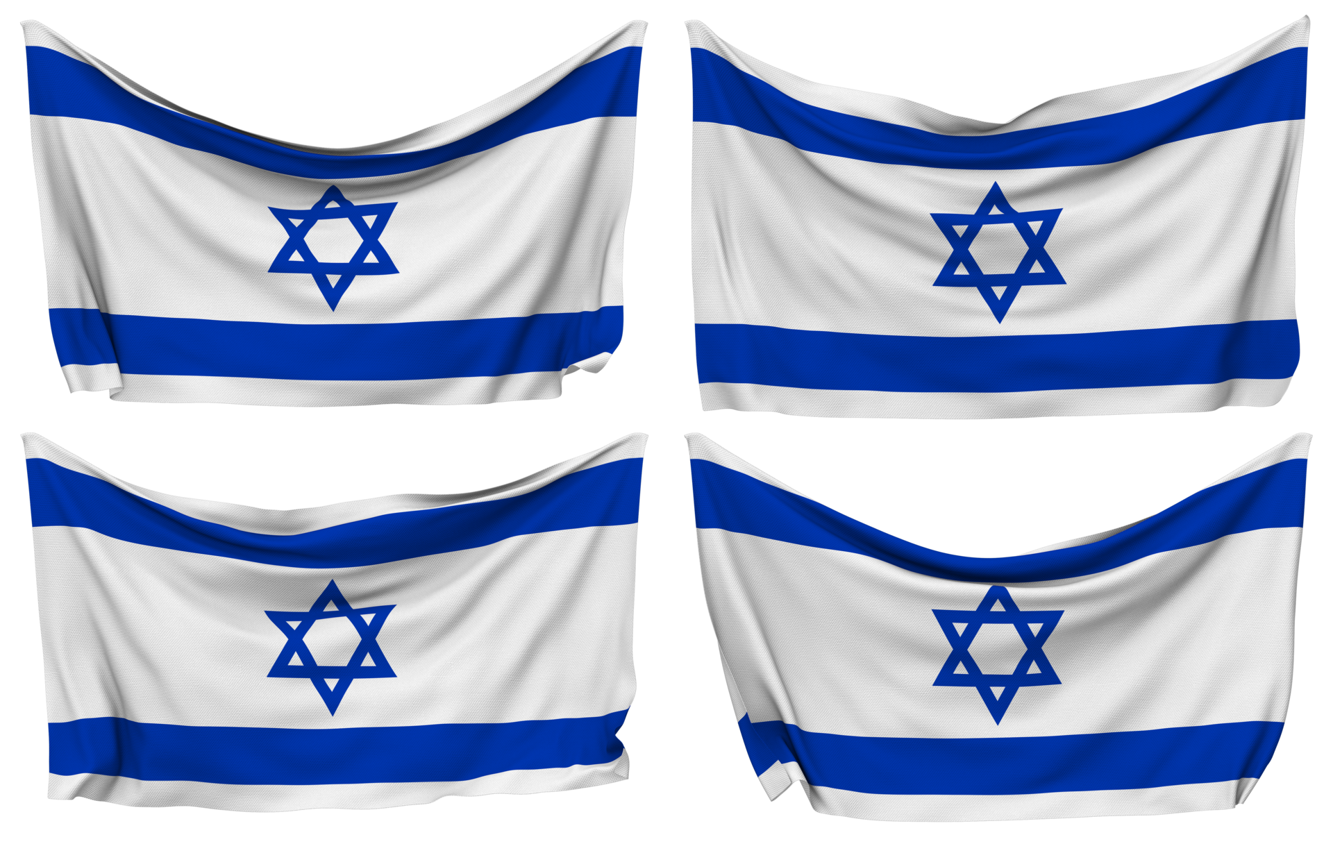Israel Pinned Flag from Corners, Isolated with Different Waving ...