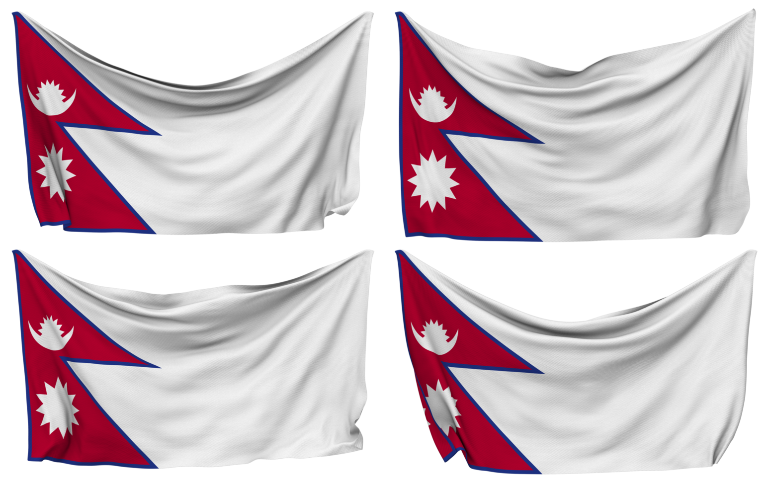 Nepal Pinned Flag from Corners, Isolated with Different Waving ...