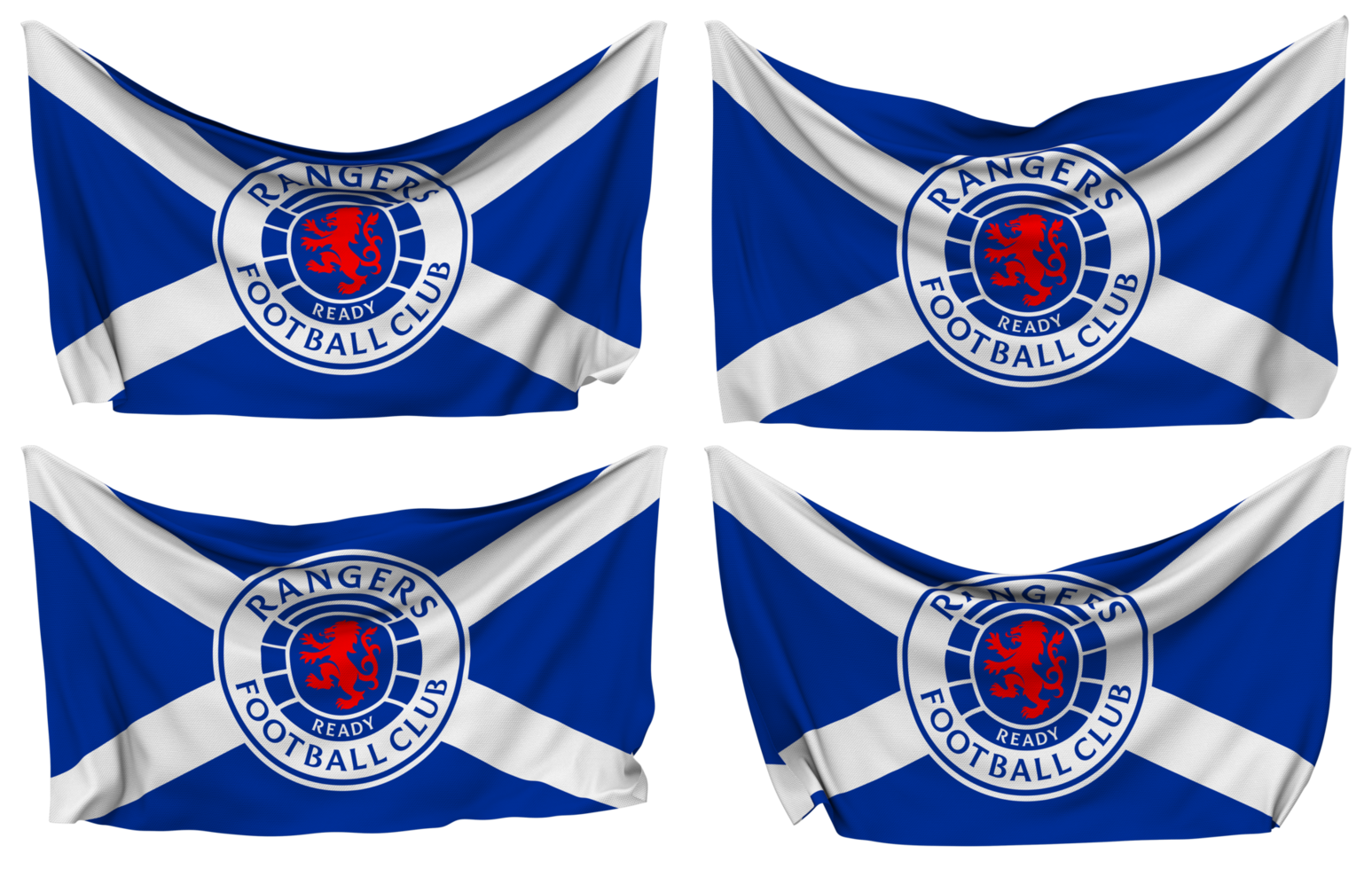 Rangers Football Club Pinned Flag From Corners Isolated With Different