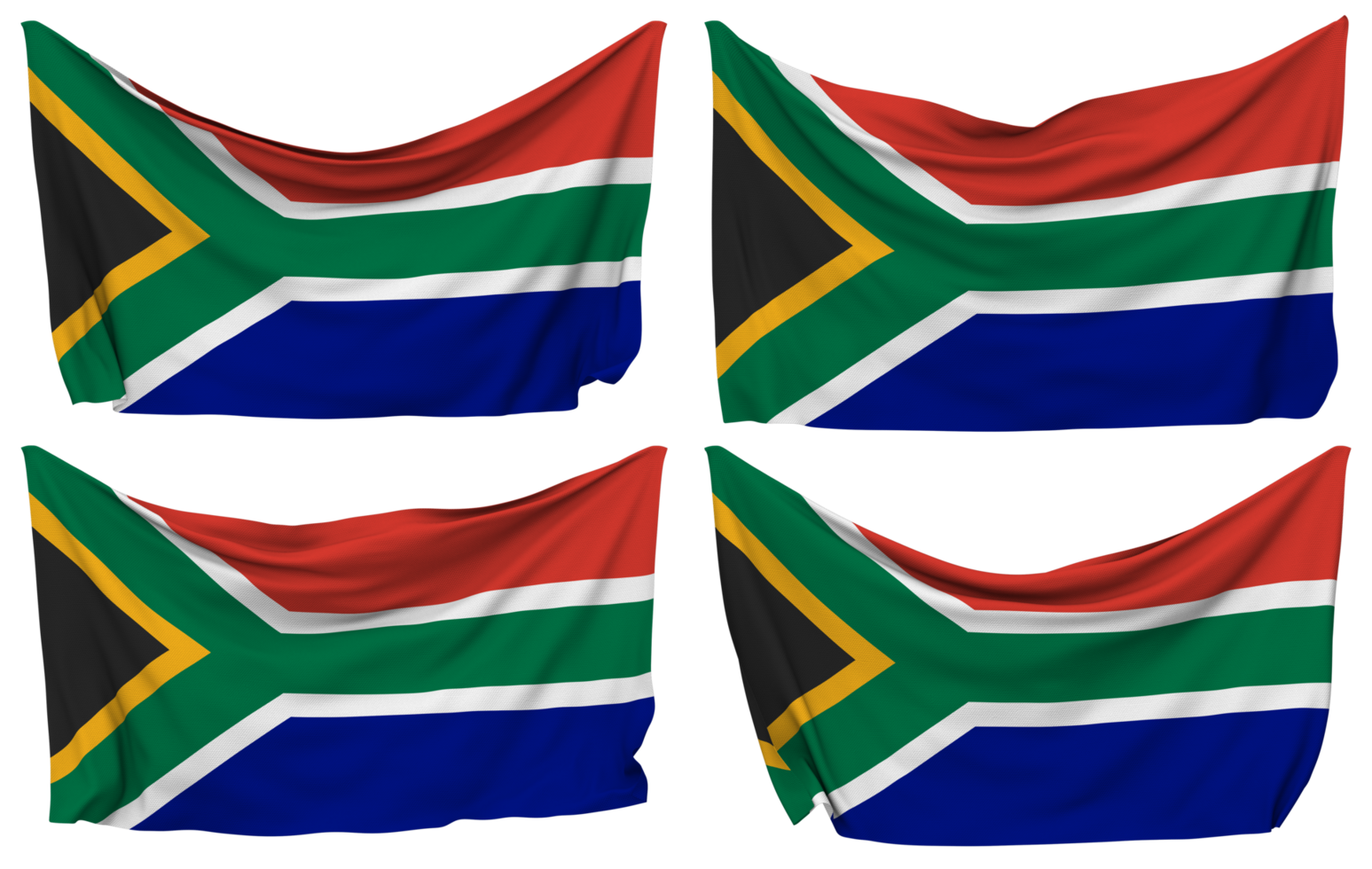 South Africa Pinned Flag from Corners, Isolated with Different Waving ...