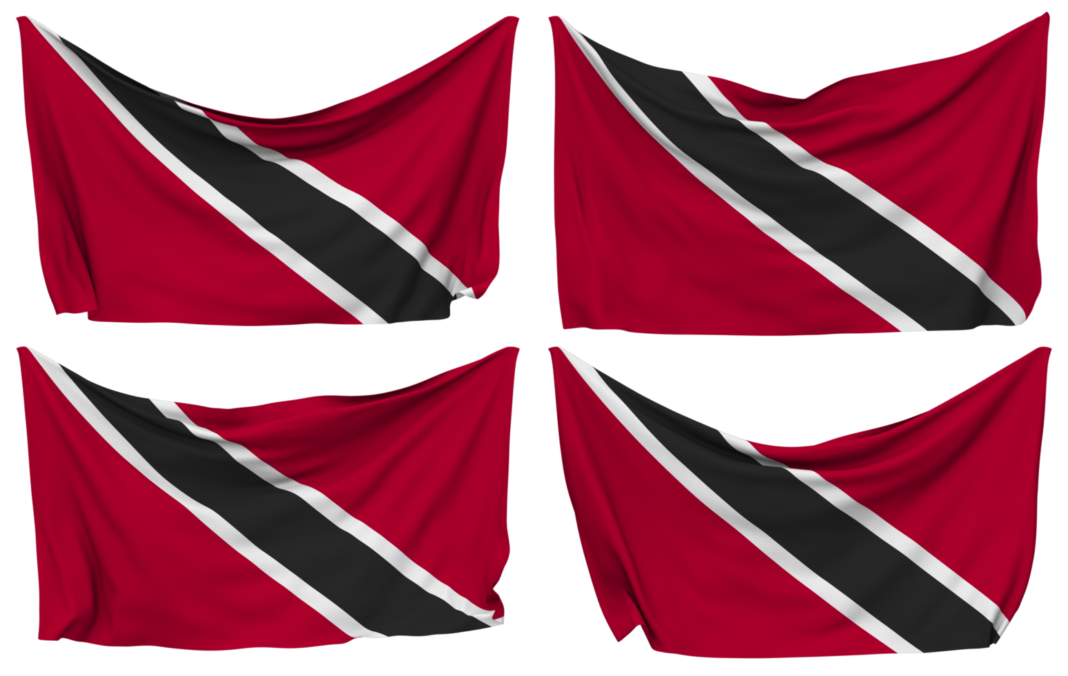Trinidad And Tobago Pinned Flag From Corners Isolated With Different