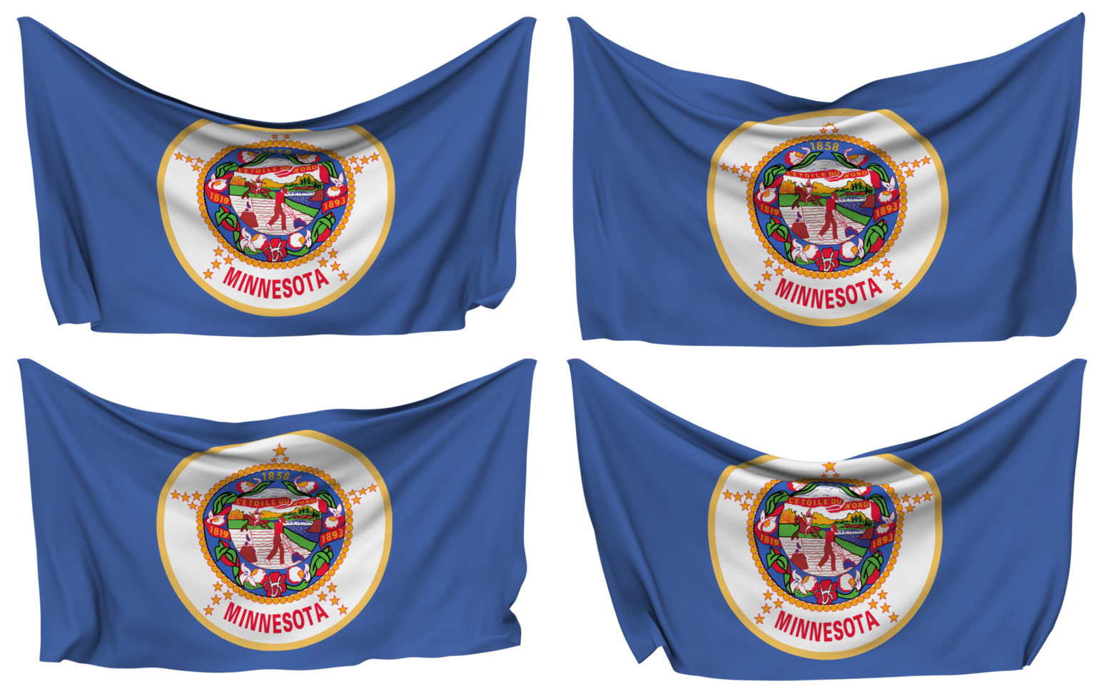 State Of Minnesota Pinned Flag From Corners Isolated With Different