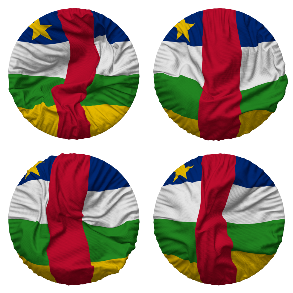 Central African Republic Flag In Round Shape Isolated With Four