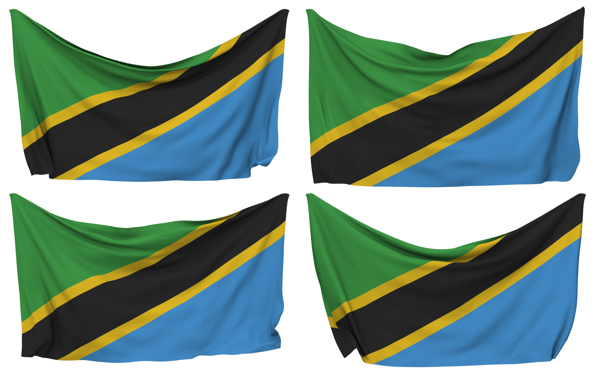 Tanzania Pinned Flag from Corners, Isolated with Different Waving ...