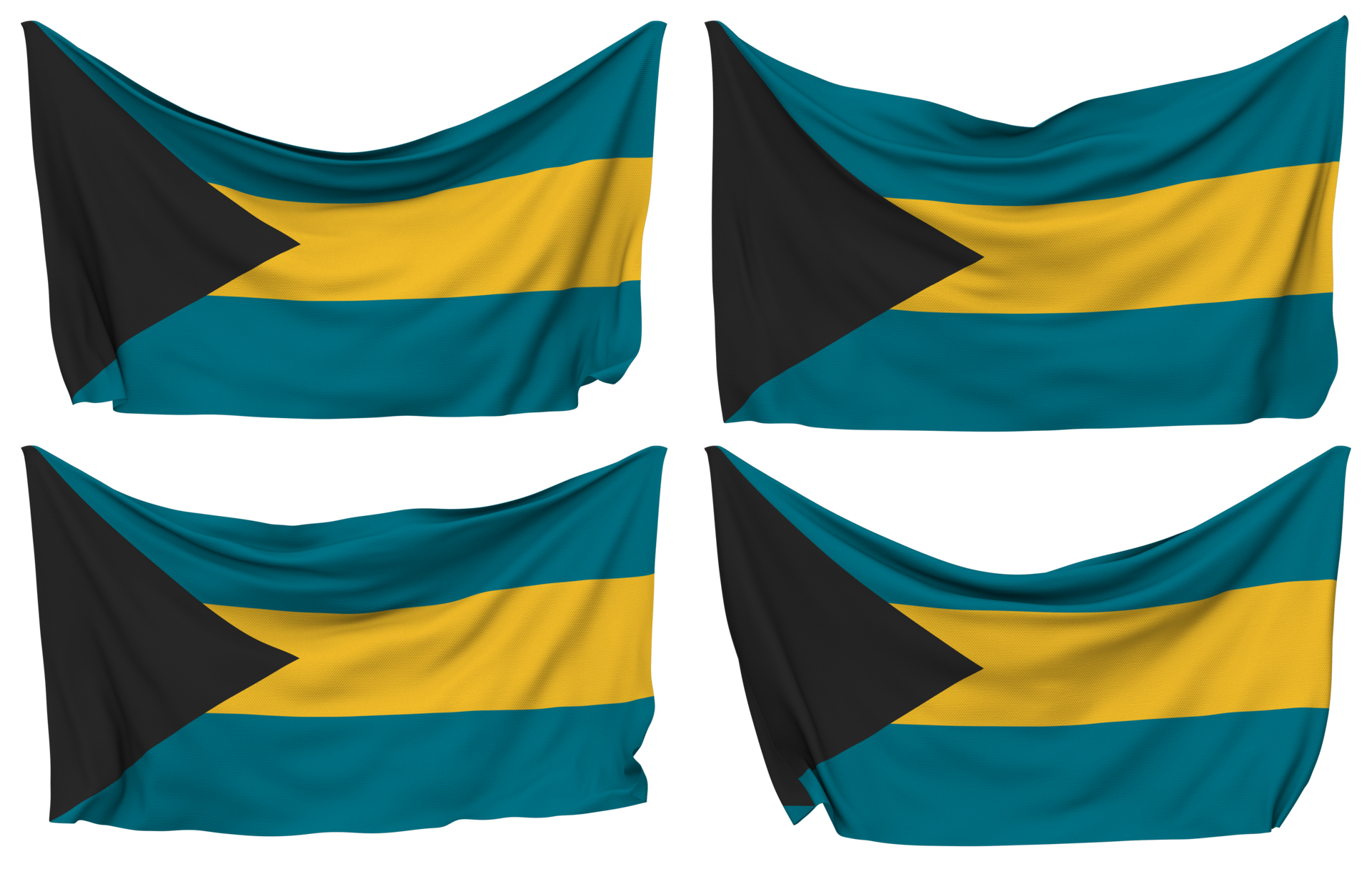Bahamas Pinned Flag from Corners, Isolated with Different Waving ...