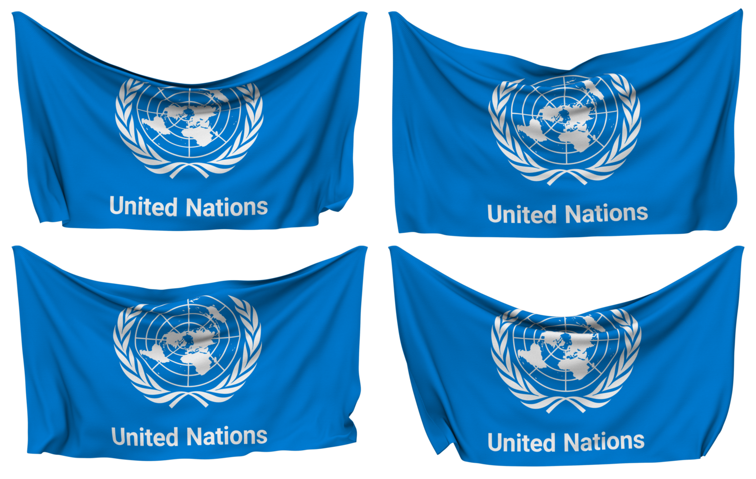 United Nations Un Pinned Flag From Corners Isolated With Different