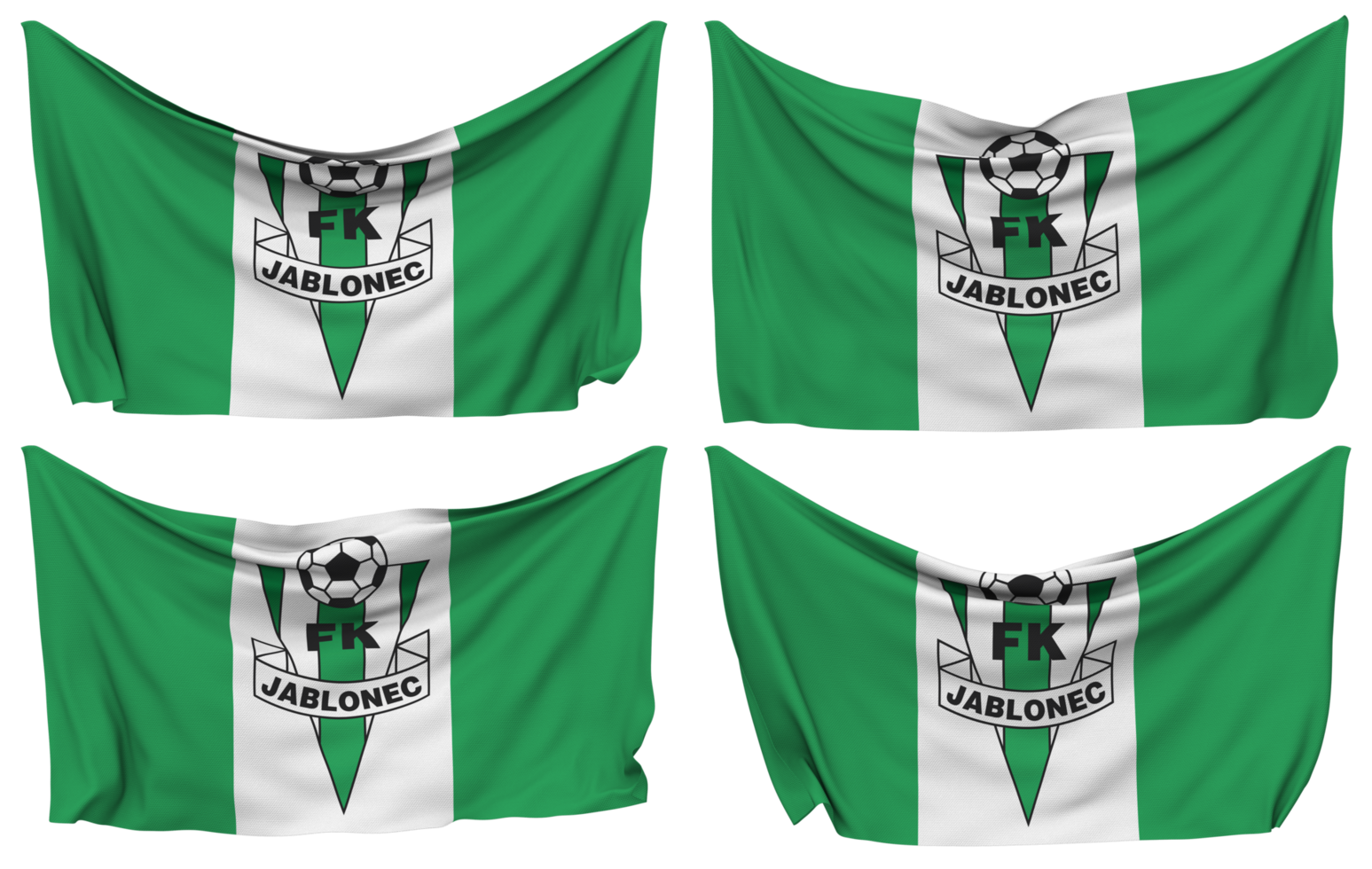 FK Jablonec Pinned Flag from Corners, Isolated with Different Waving ...