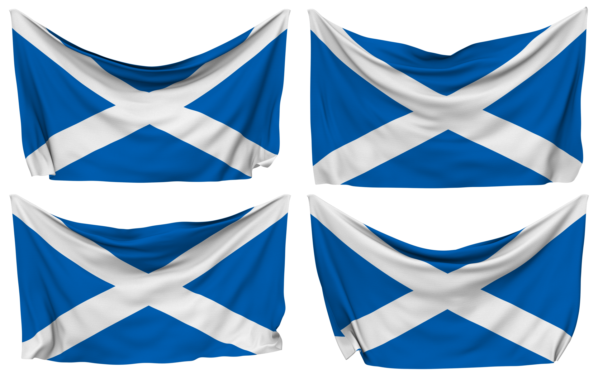 Scotland Pinned Flag from Corners, Isolated with Different Waving ...