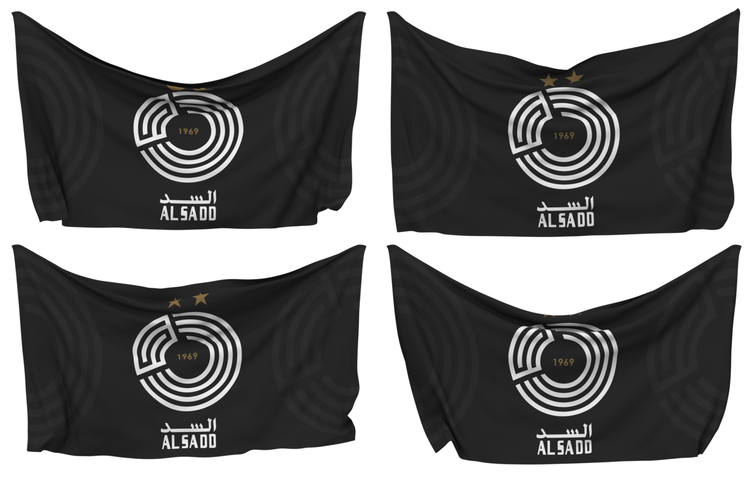 Al Sadd Sports Club Pinned Flag From Corners Isolated With Different Waving Variations 3d