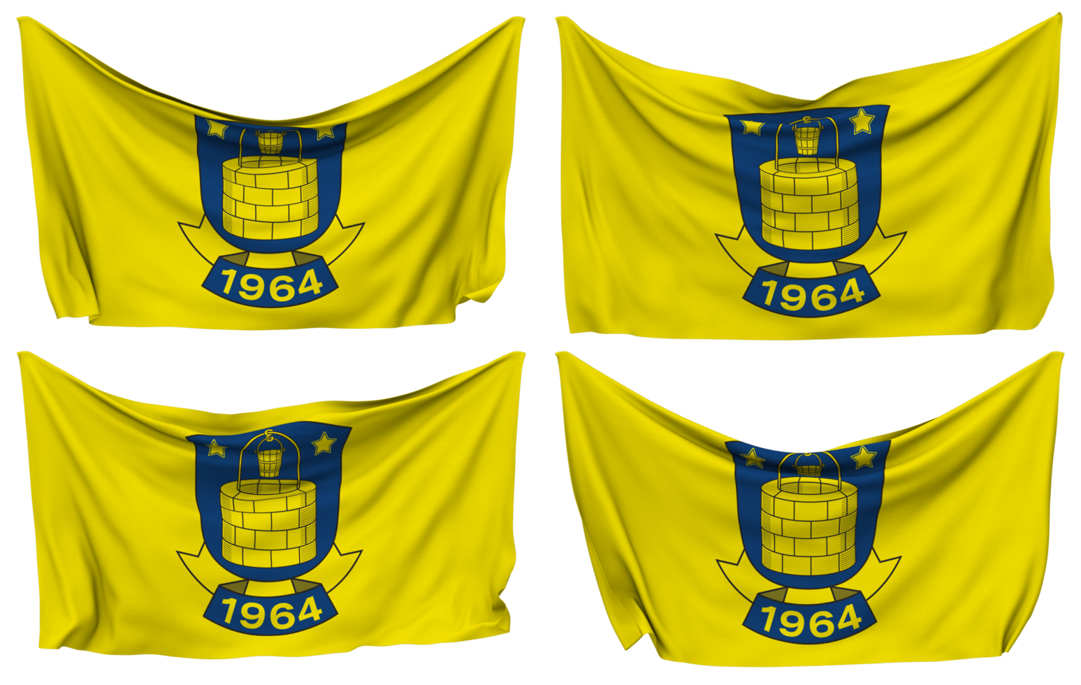 Brondby IF Pinned Flag from Corners, Isolated with Different Waving ...
