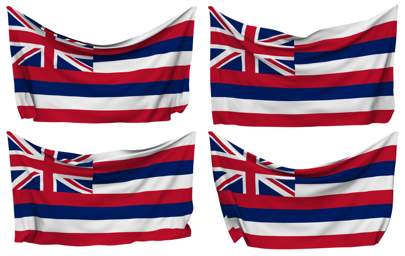 State Of Hawaii Pinned Flag From Corners Isolated With Different