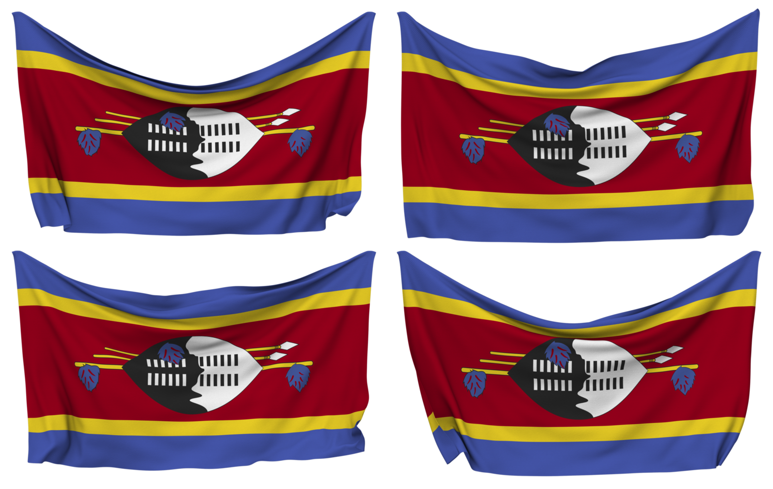 Eswatini Pinned Flag from Corners, Isolated with Different Waving ...