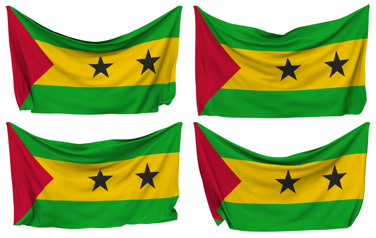 Sao Tome And Principe Pinned Flag From Corners Isolated With Different