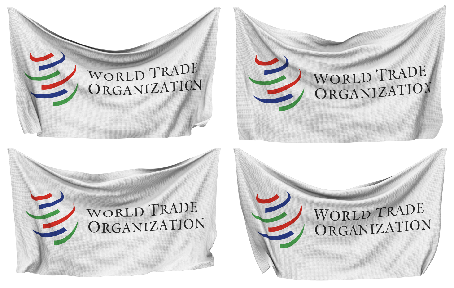 World Trade Organization, WTO Pinned Flag from Corners, Isolated with ... World Trade Organization, WTO Pinned Flag from Corners, Isolated with ...