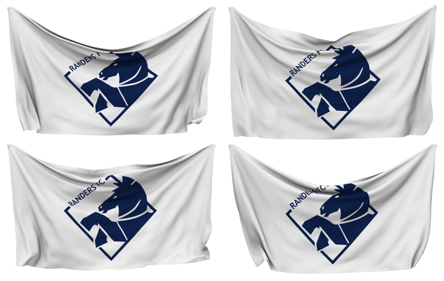 Randers Fc Pinned Flag From Corners Isolated With Different Waving