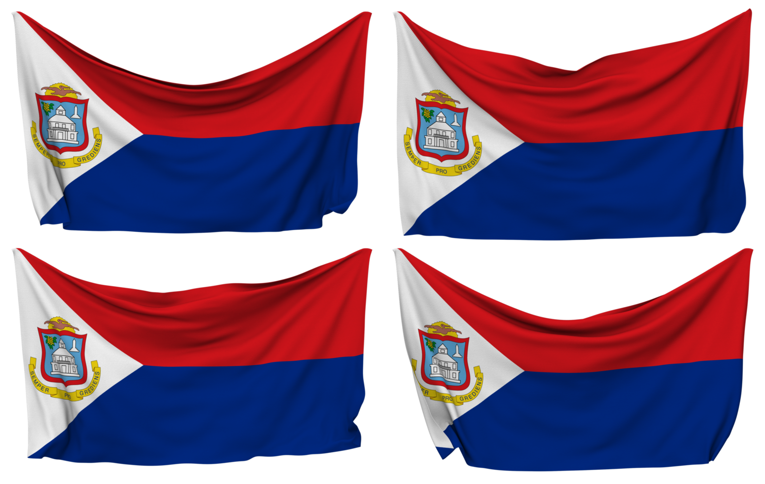 Sint Maarten Pinned Flag From Corners Isolated With Different Waving