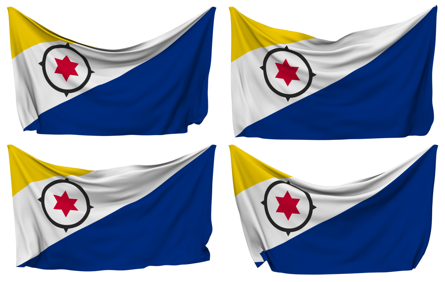 Bonaire Pinned Flag From Corners Isolated With Different Waving