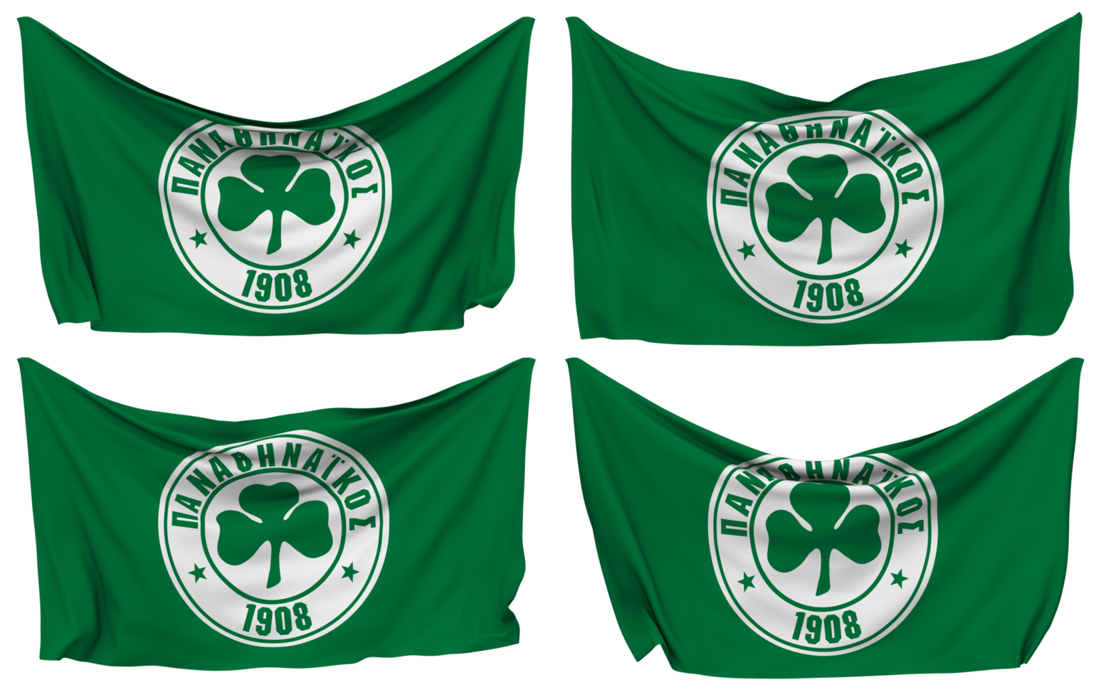 Panathinaikos Athlitikos Omilos Pinned Flag from Corners, Isolated with ...