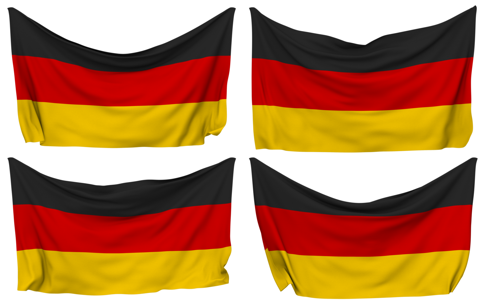 Germany Pinned Flag From Corners Isolated With Different Waving