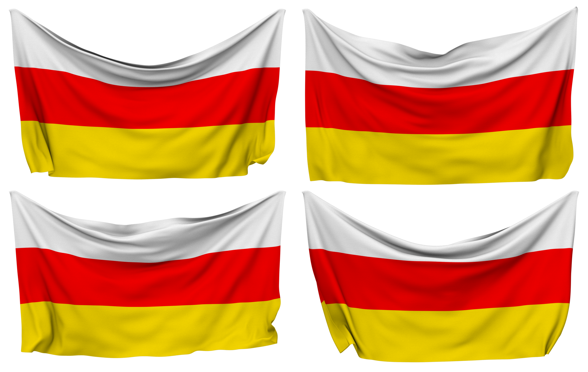 South Ossetia Pinned Flag from Corners, Isolated with Different Waving ...