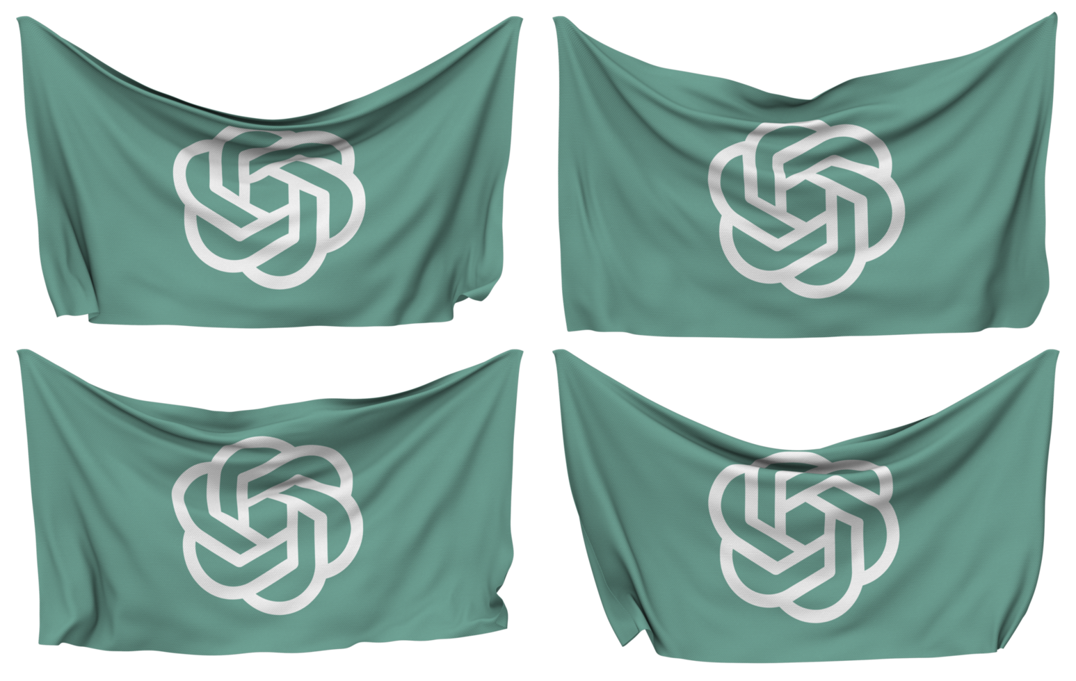 Chatgpt Openai Pinned Flag From Corners Isolated With Different Waving