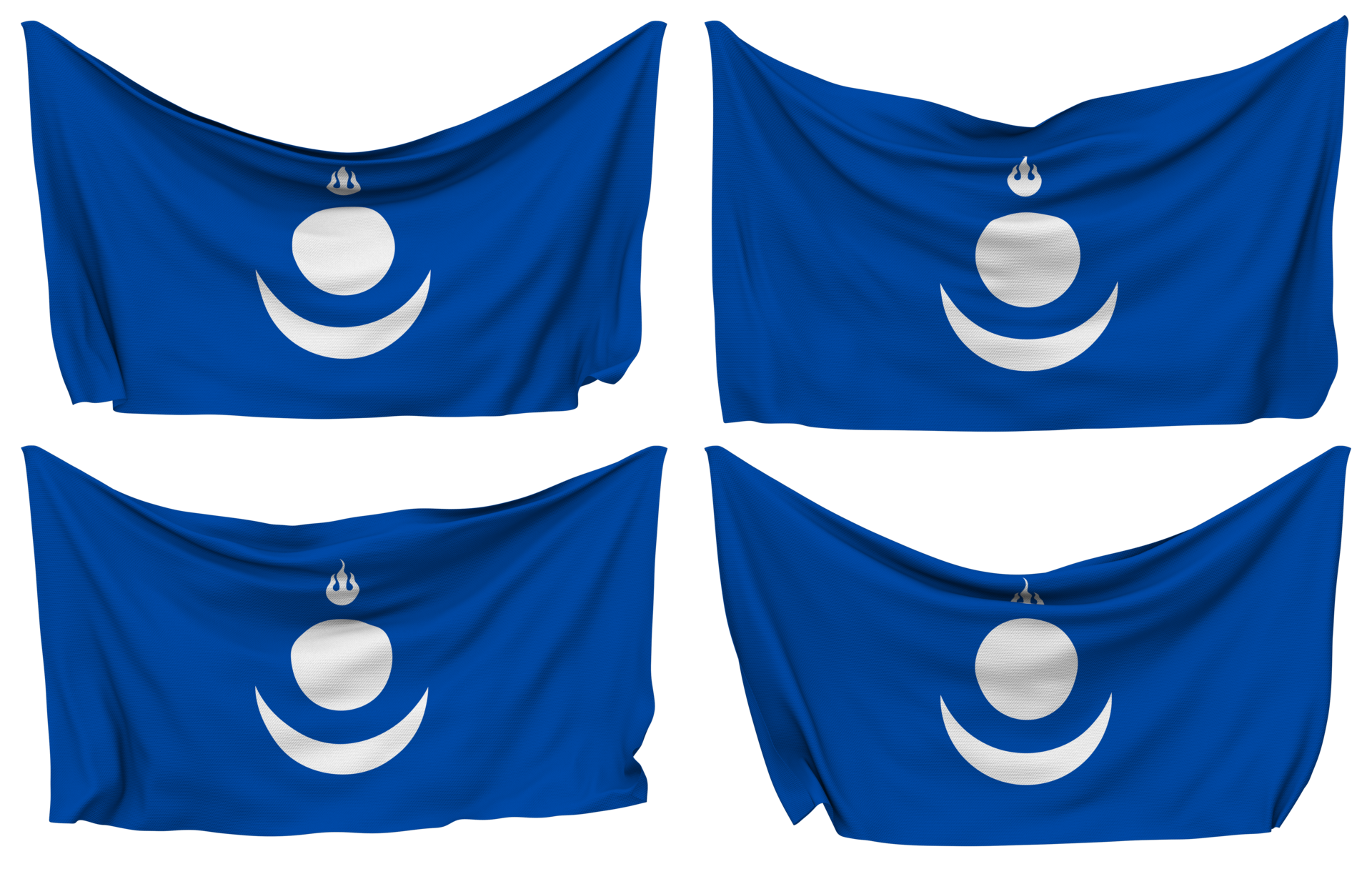 Mongol Empire Pinned Flag From Corners Isolated With Different Waving Variations 3d Rendering