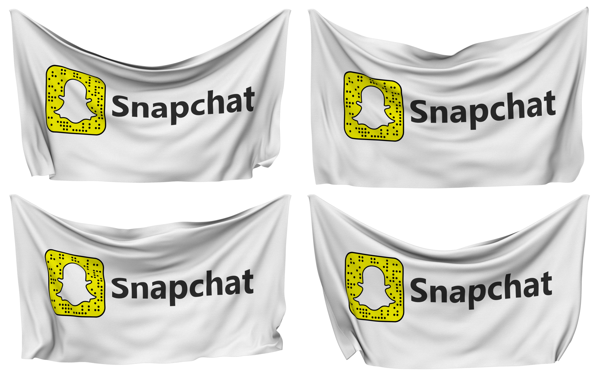 SnapChat Pinned Flag from Corners, Isolated with Different Waving ...