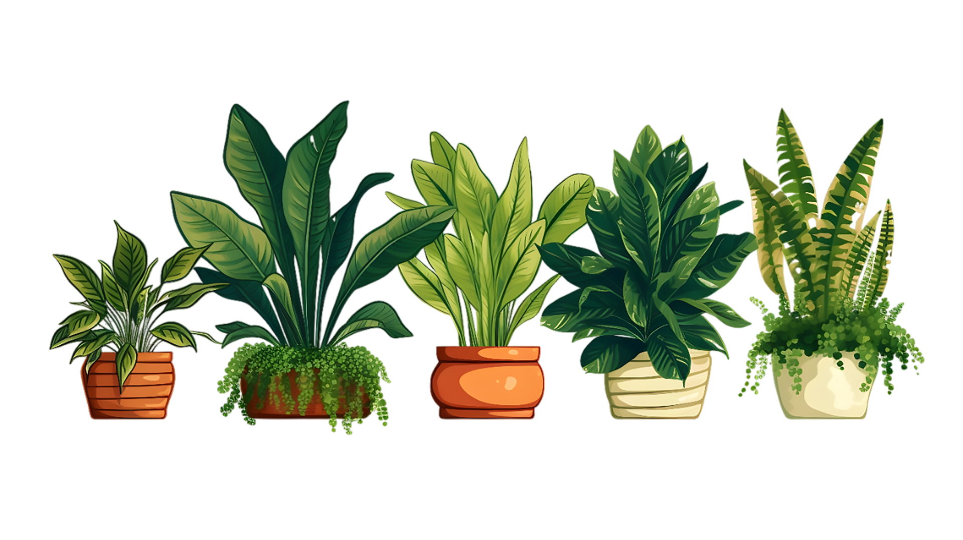 House plants set illustration collection transparent background ...