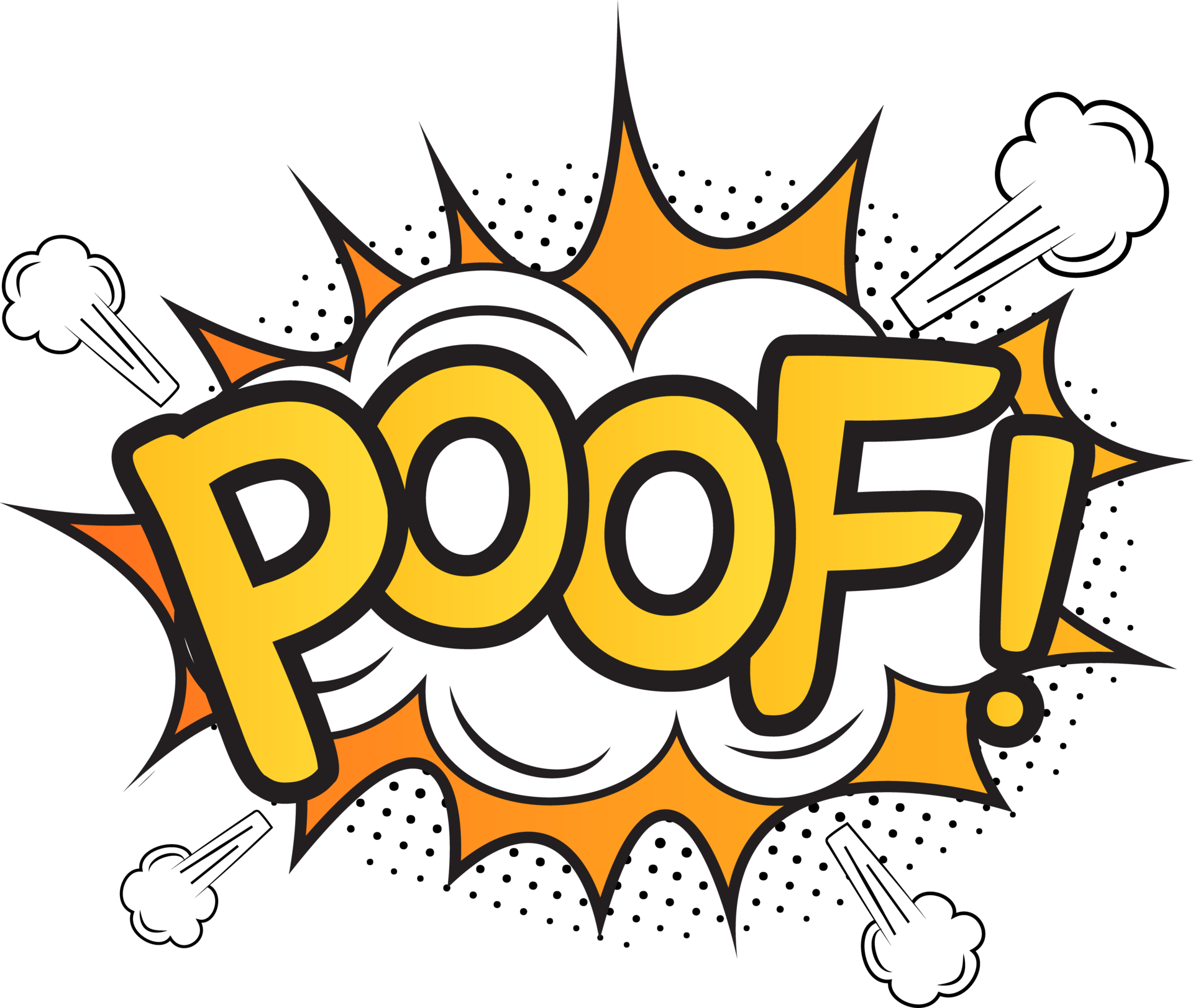 Poof comic blast with white and yellow colors. Comic burst with colorful clouds and smash. Cloud ...