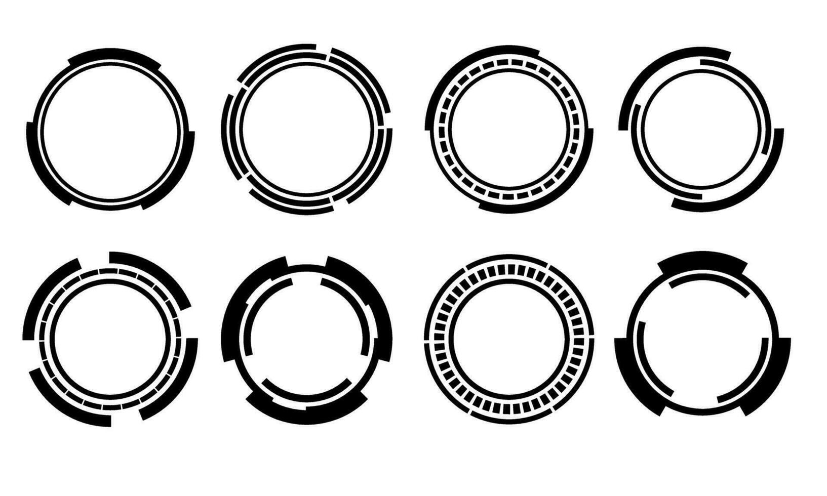 Set of sci fi black circle user interface elements technology futuristic design modern creative ...