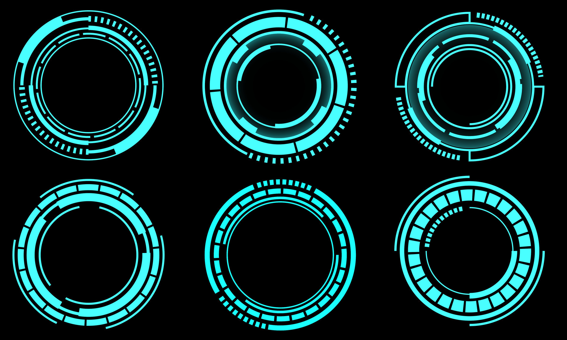 Set of sci fi circle user interface elements technology futuristic design modern creative vector ...