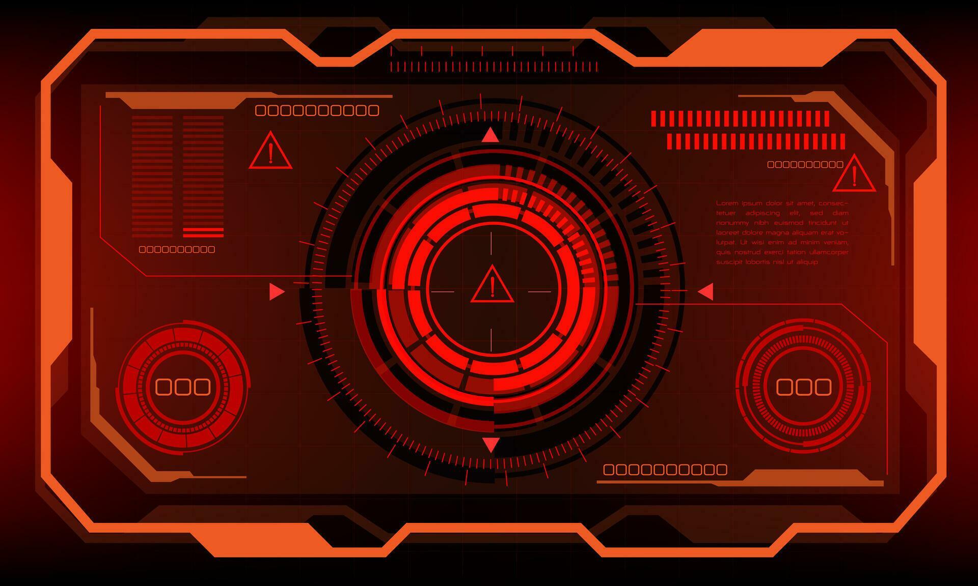 HUD sci-fi interface screen red danger warning view design virtual reality futuristic technology ...
