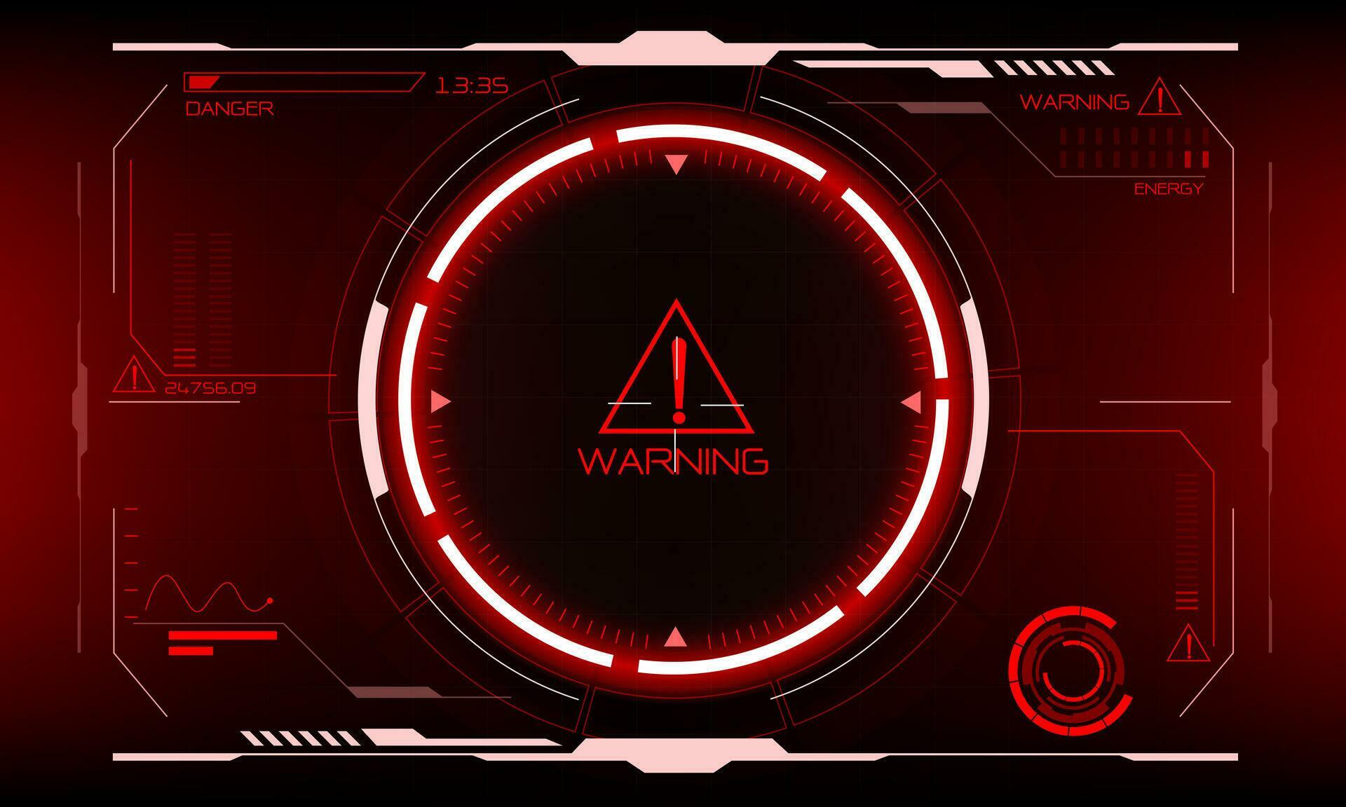 HUD sci-fi interface screen danger warning view design virtual reality futuristic technology ...