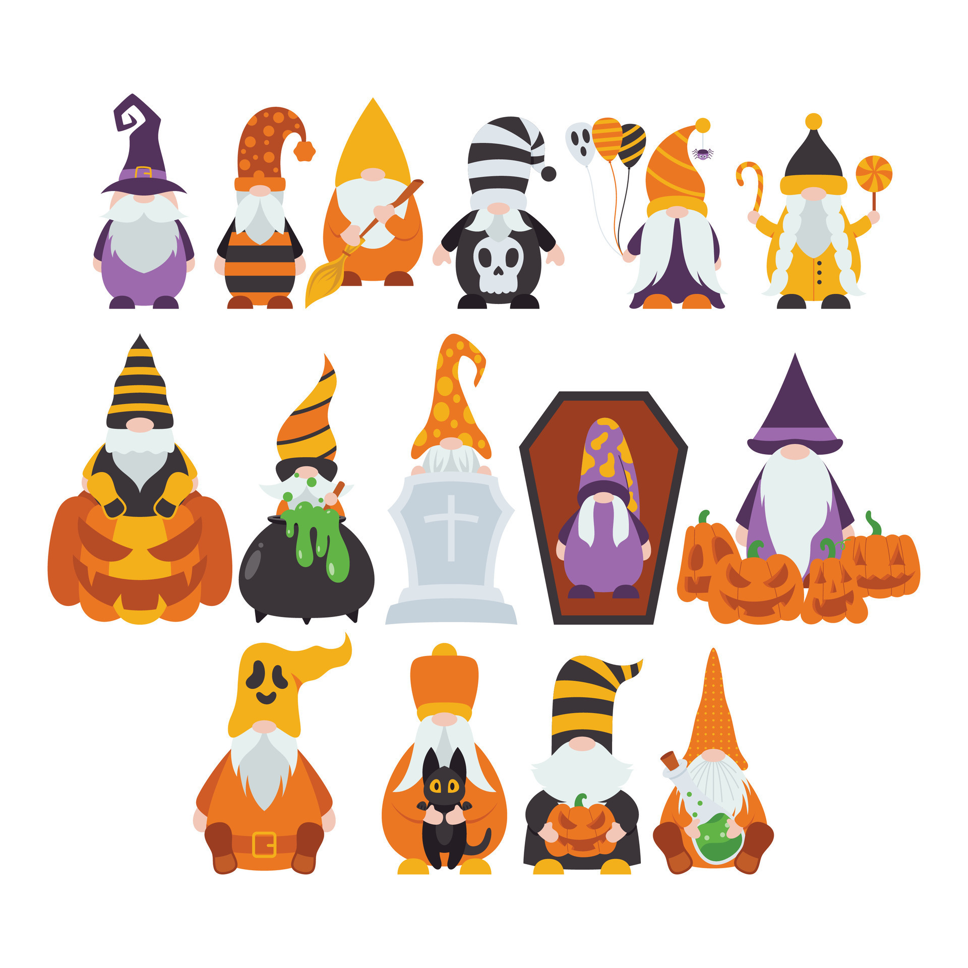 Cute Halloween Gnomes Illustration Isolated On White Background. Cute ...