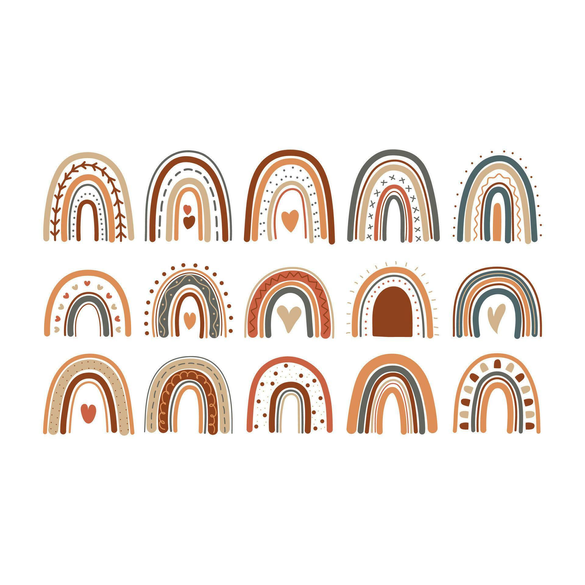 Cute boho rainbow illustration. hand drawn pastel rainbow baby greeting ...