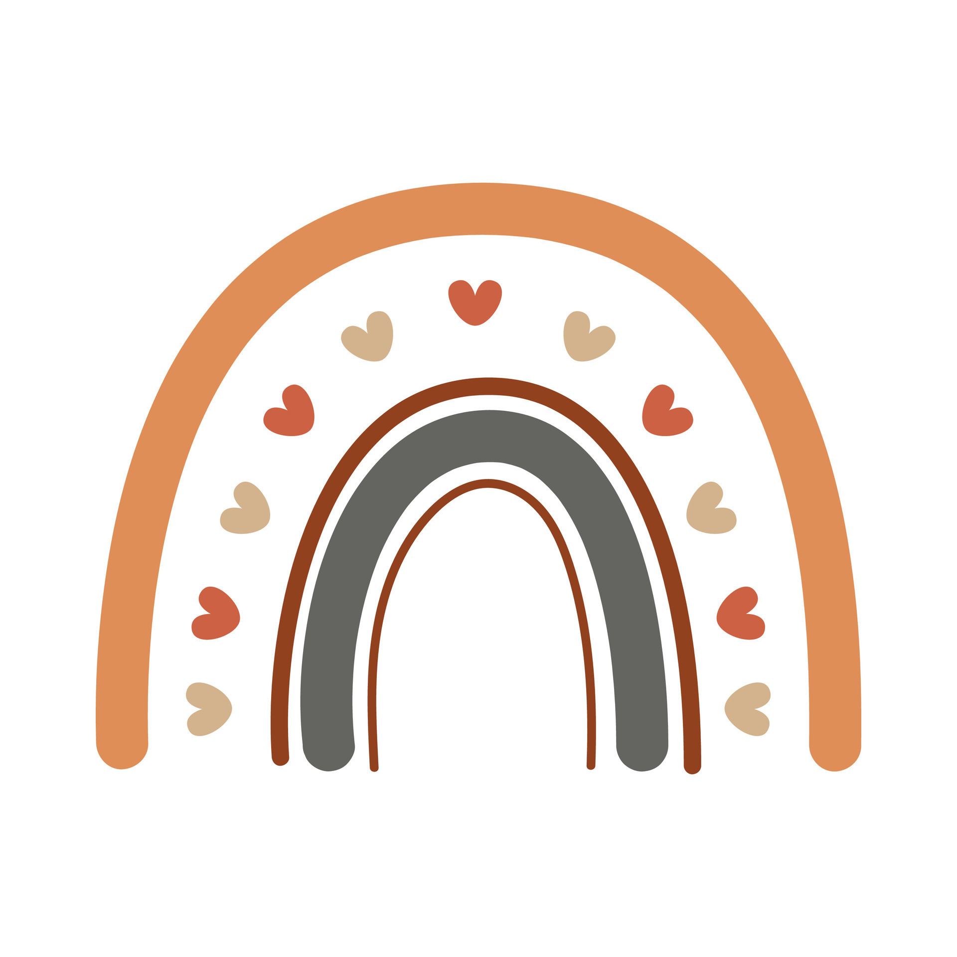 Cute boho rainbow illustration. hand drawn pastel rainbow baby greeting ...